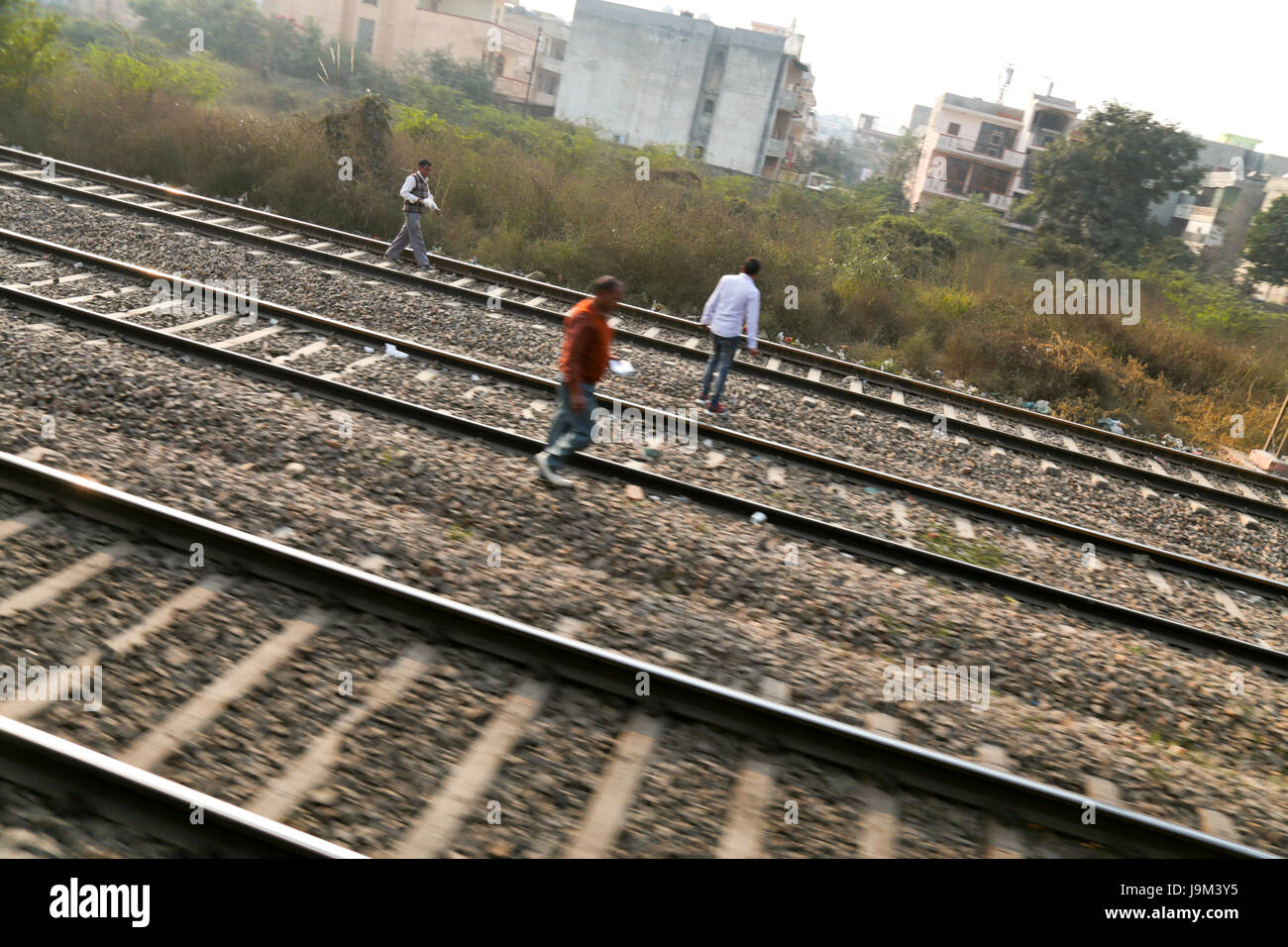 Walking on indian rail track hi-res stock photography and images - Alamy