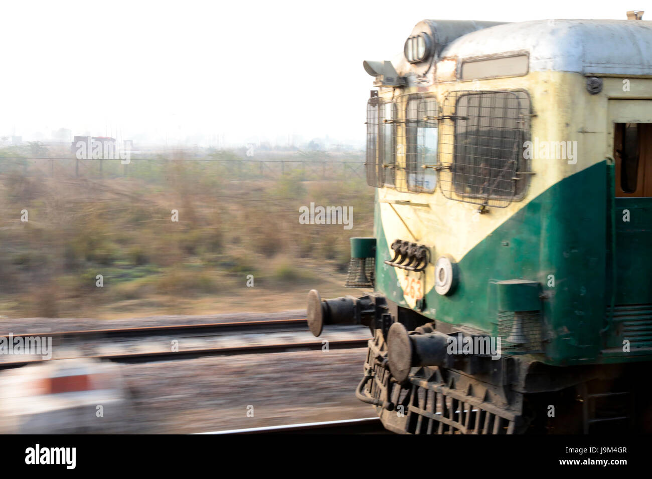 Back part of the train travel in India Stock Photo - Alamy