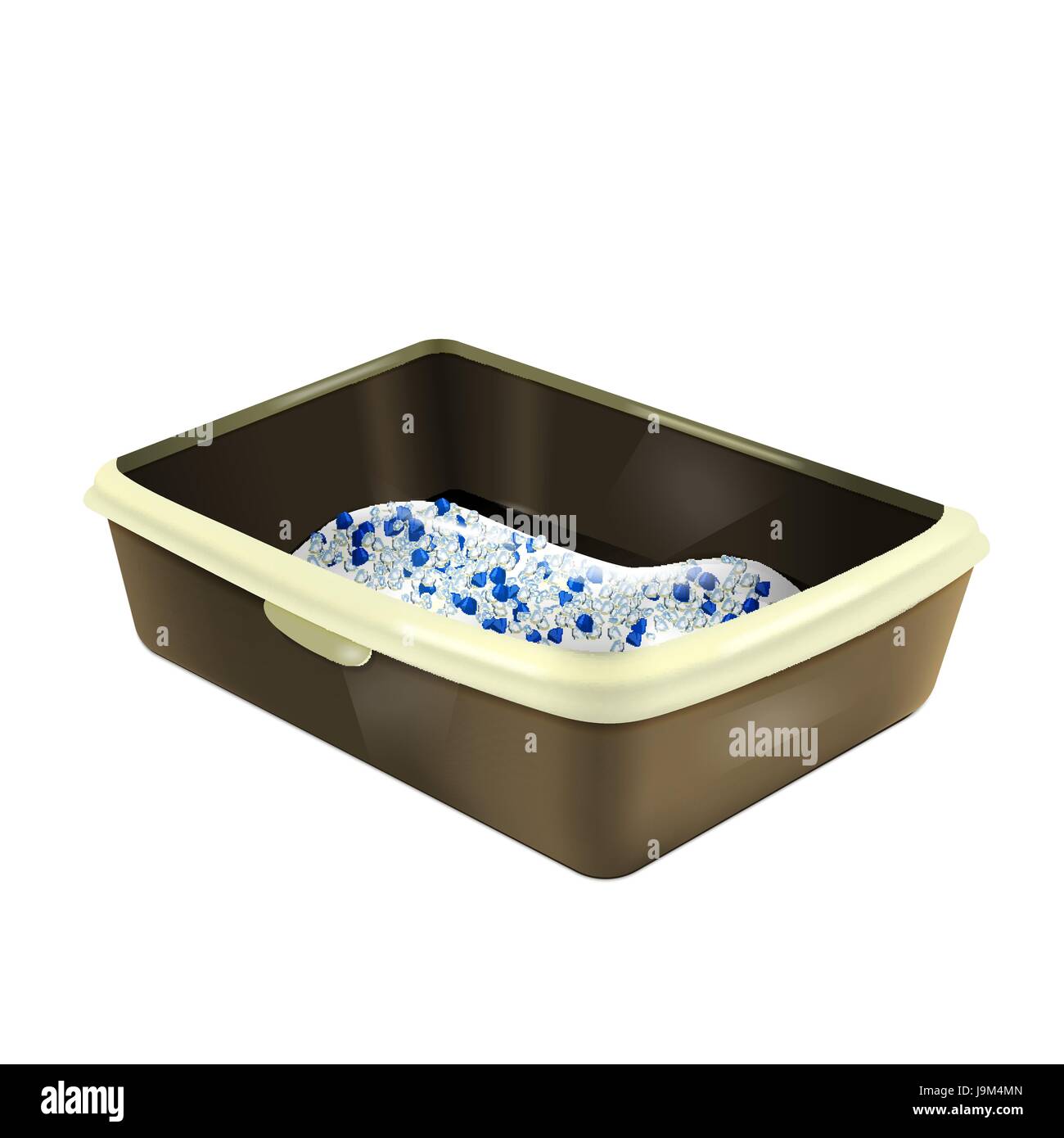 Vector illustration of filled cat litter box with silica gel Stock ...