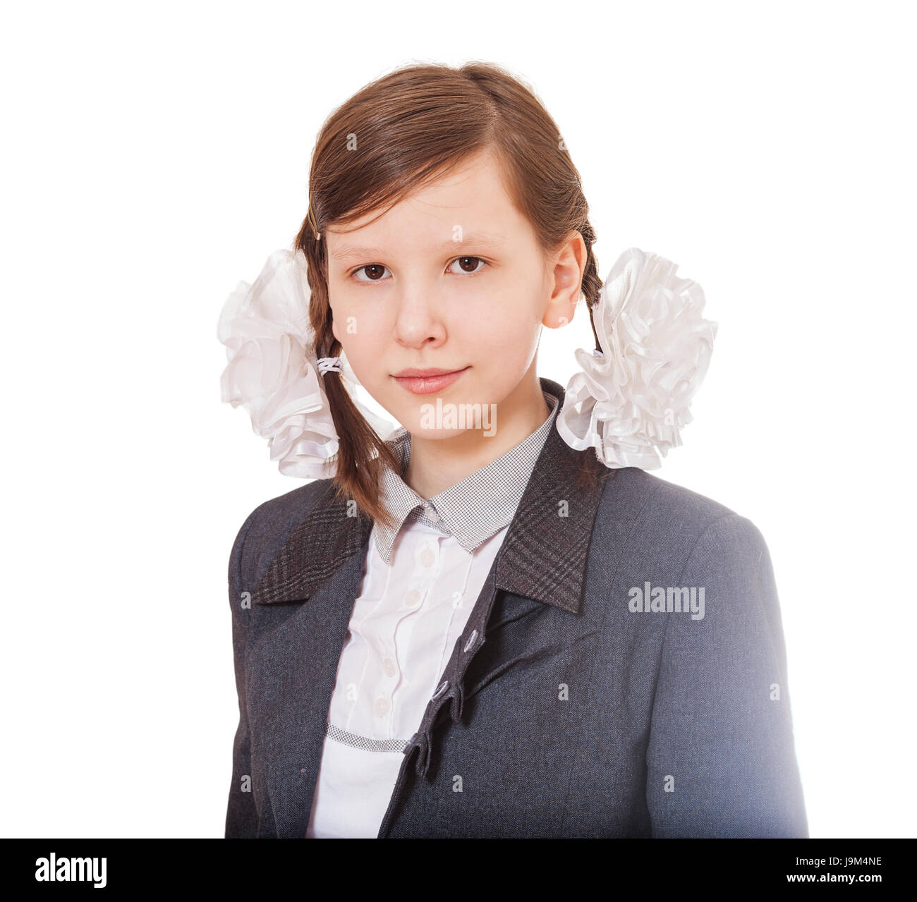 Nerd student girl on white hi-res stock photography and images - Alamy