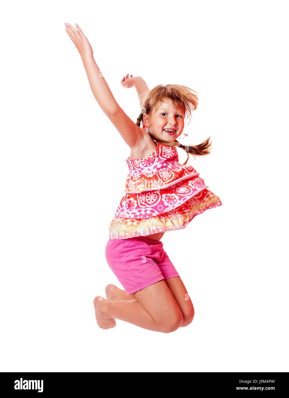 Happy excited Jumping girl isolated on white Stock Photo - Alamy
