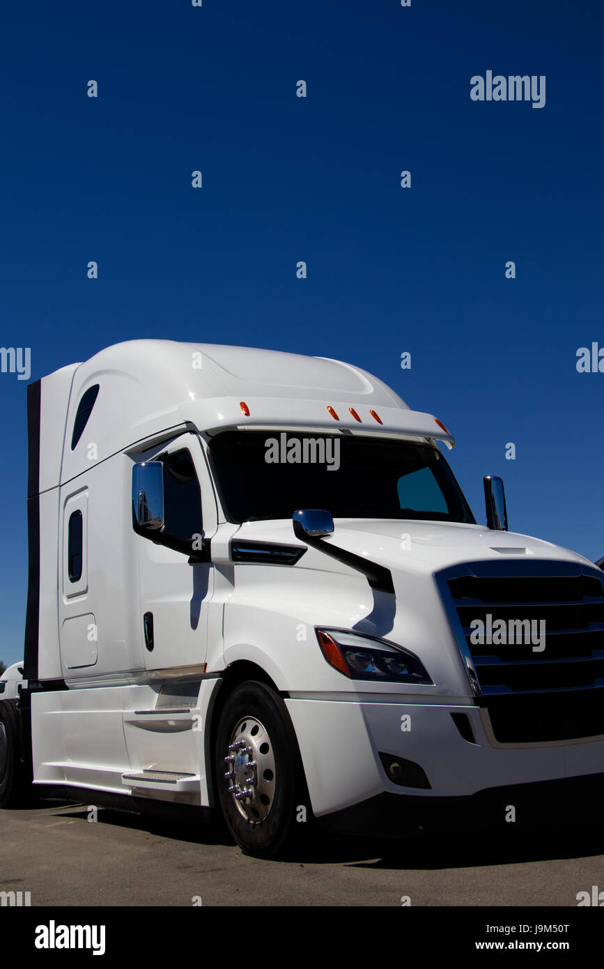 Brand New Modern Semi-Trucks Parked at a Dealership in The United ...