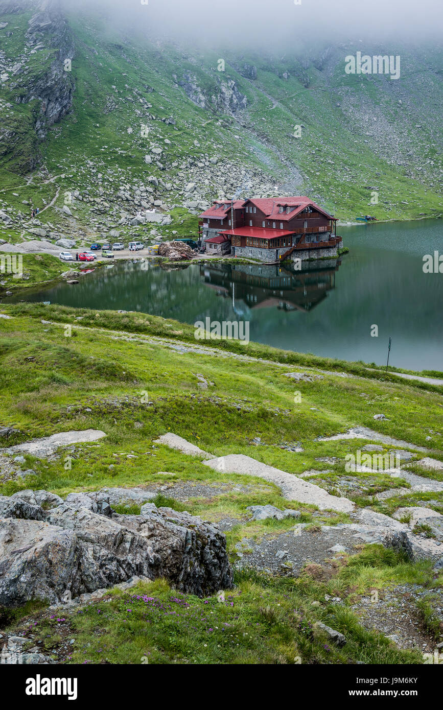Glacier Balea Lake next to Transfagarasan Road in Fagaras Mountains ...