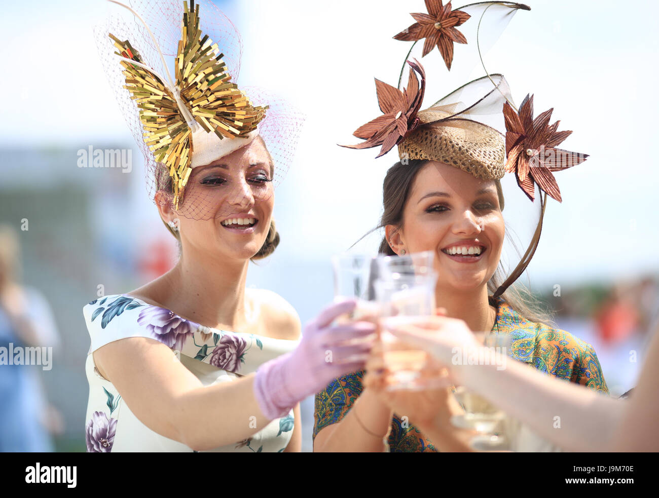 Female racegoers on Ladies Day during the 2017 Investec Epsom Derby ...