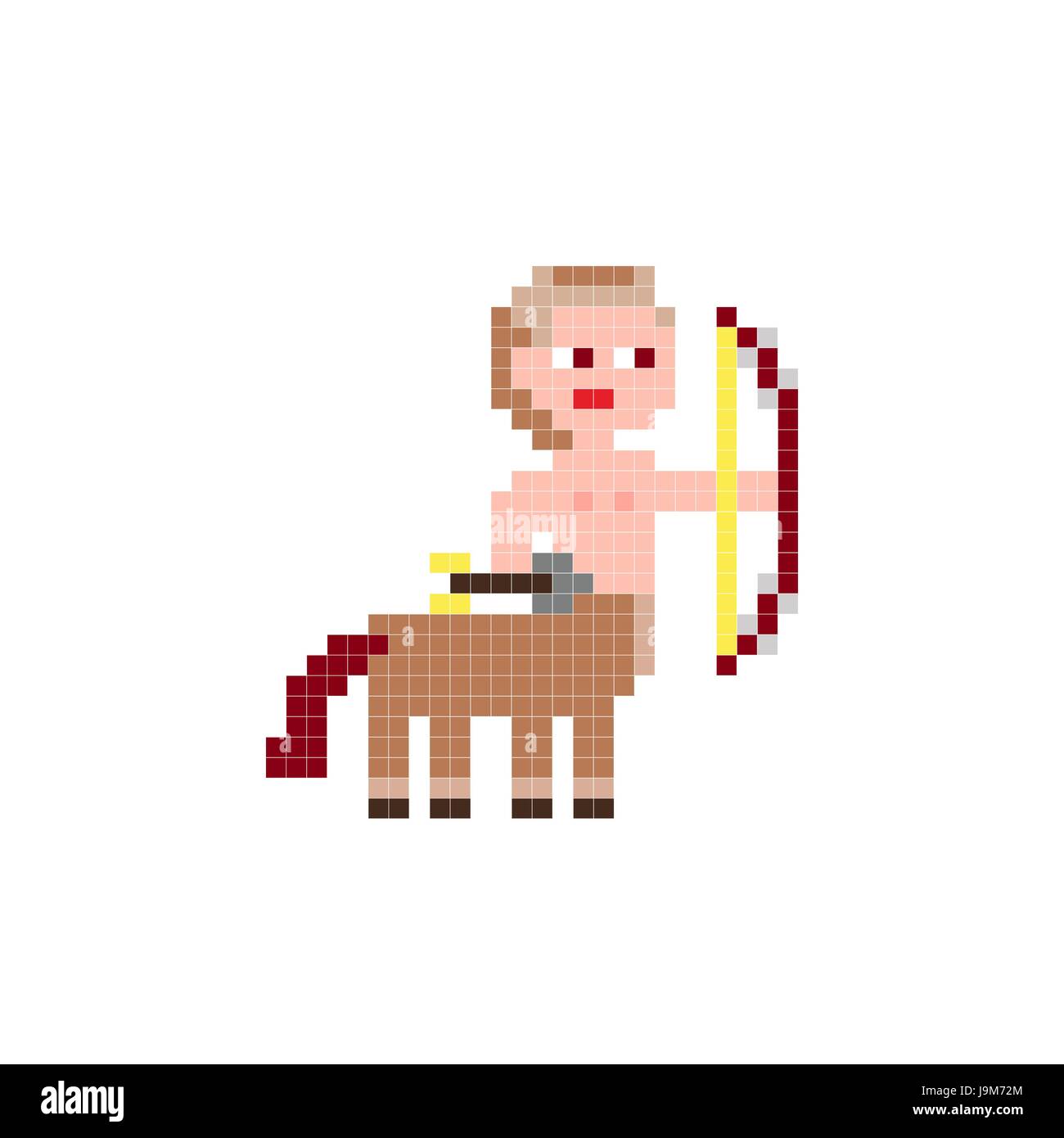 Vector color pixel art , toy centaur, the man - horse with bow ...