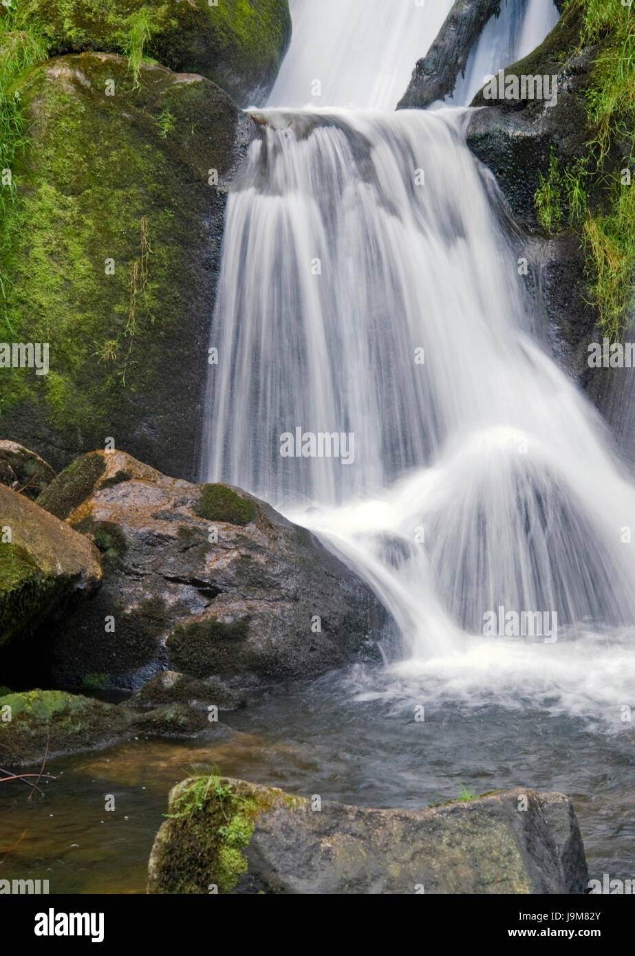 waterfall, black forest, granite, leaf, flow, fluent, stone, freshness ...