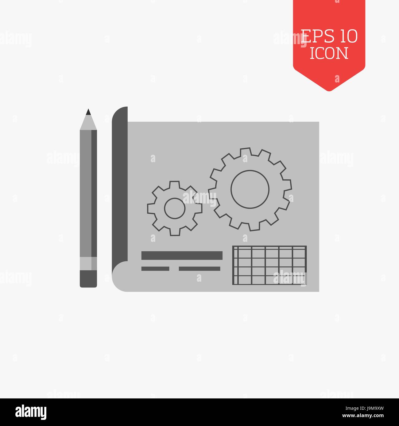 Blueprint, project icon. Flat design gray color symbol. Modern UI web ...