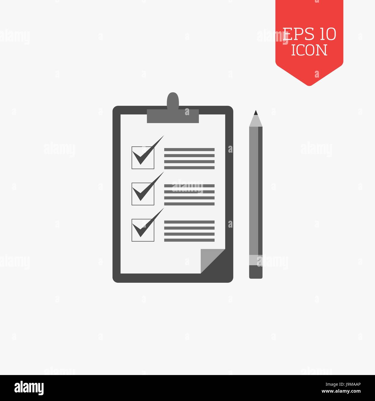 Checklist with pencil icon. Flat design gray color symbol. Modern UI ...