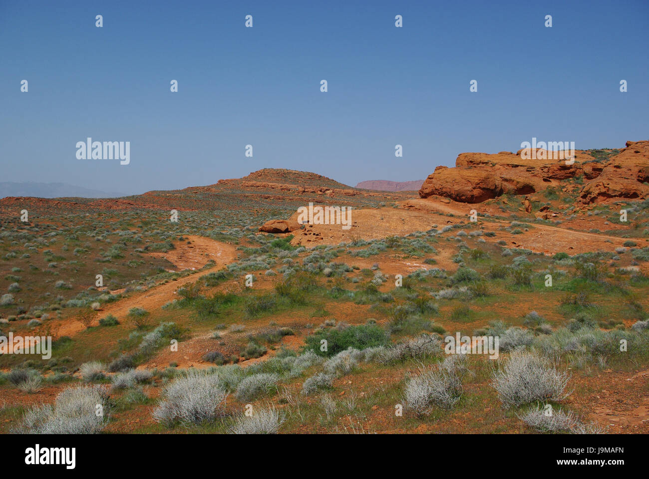 desert, wasteland, formation, rock, path, way, firmament, sky ...