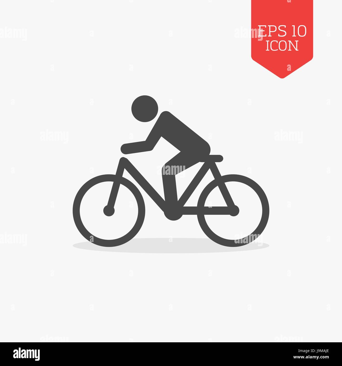 Man rides a bicycle icon. Flat design gray color symbol. Modern UI web ...