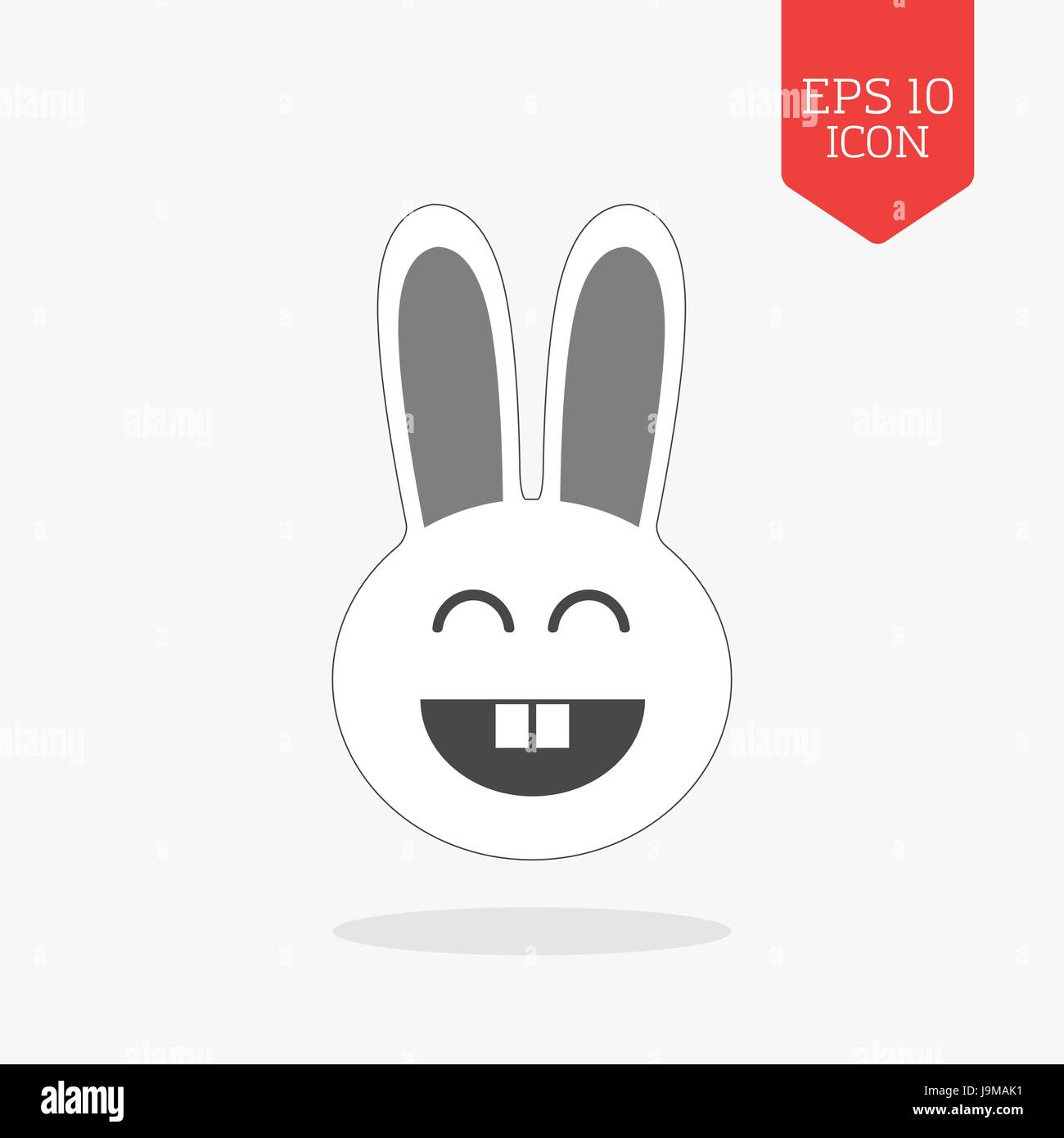Happy rabbit icon. Flat design gray color symbol. Modern UI web ...