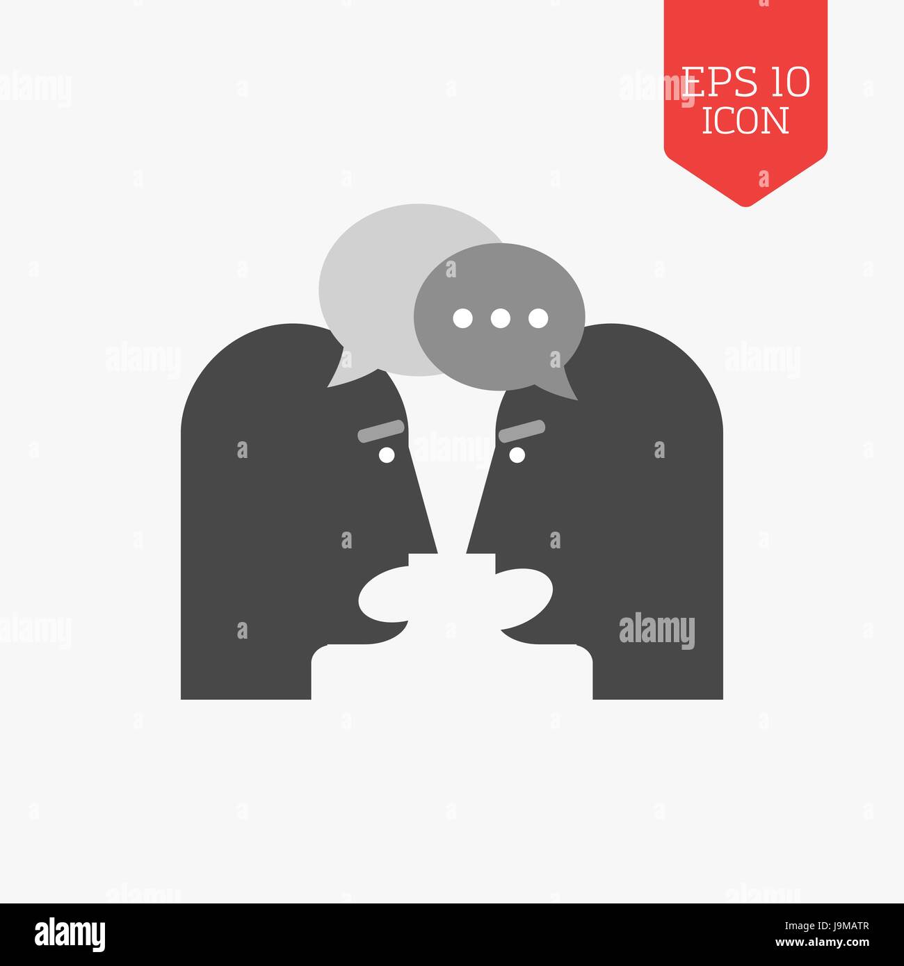 Two person chatting icon. Dispute concept. Flat design gray color ...