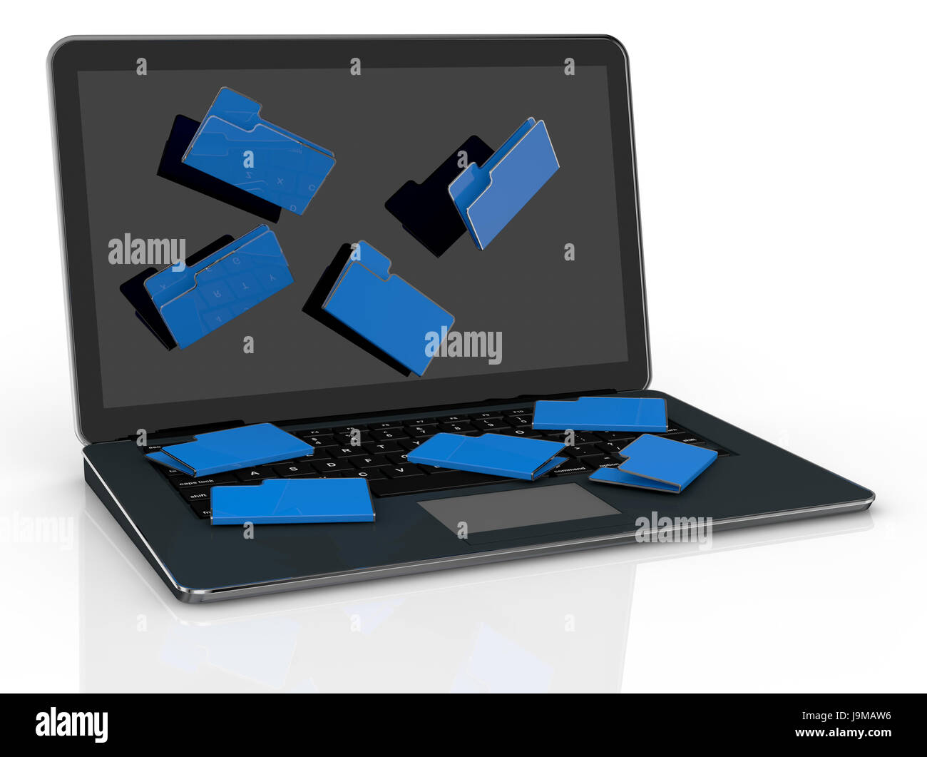 blue, office, laptop, notebook, computers, computer, art, isolated ...