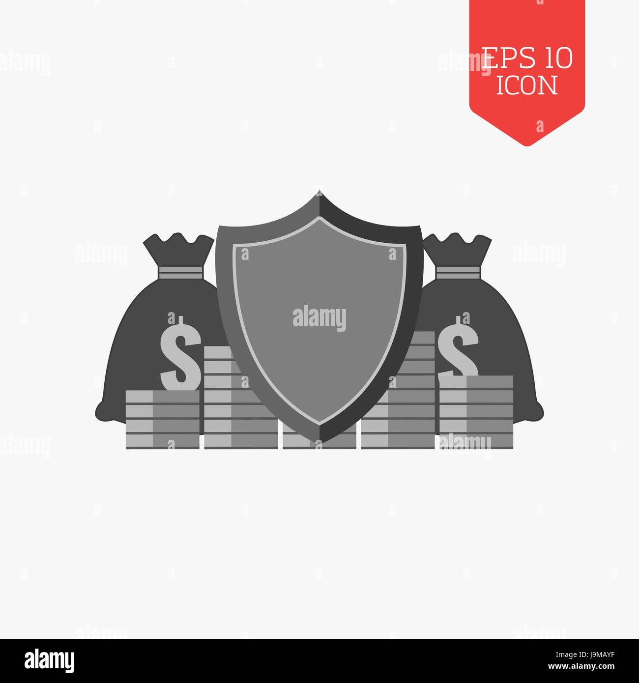 Finance protection concept icon. Flat design gray color symbol. Modern ...