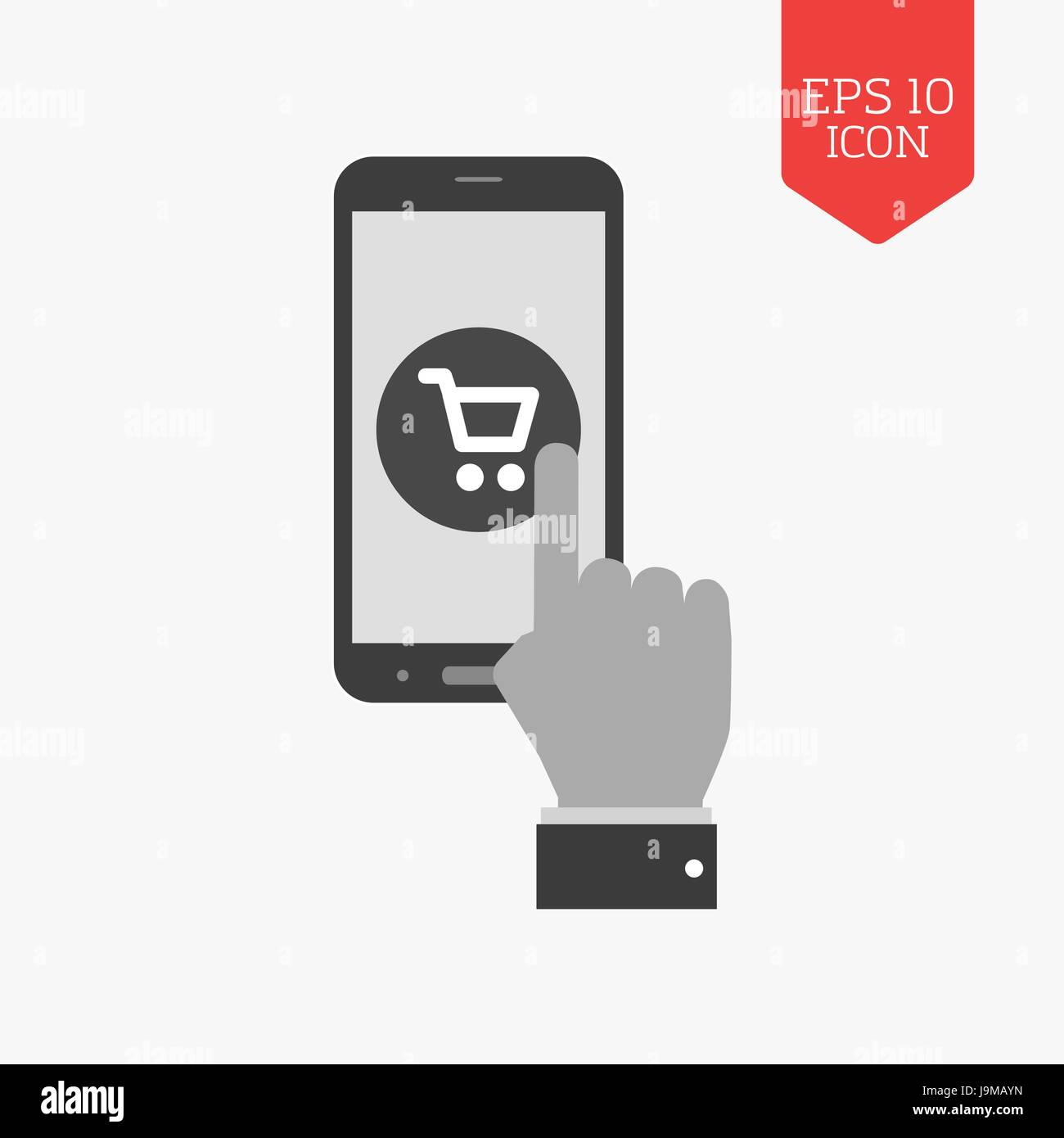 Mobile shopping concept icon. Flat design gray color symbol. Modern UI ...
