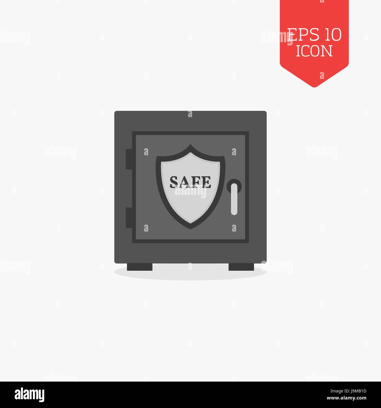 Safe with shield icon. Security, protection concept. Flat design gray ...