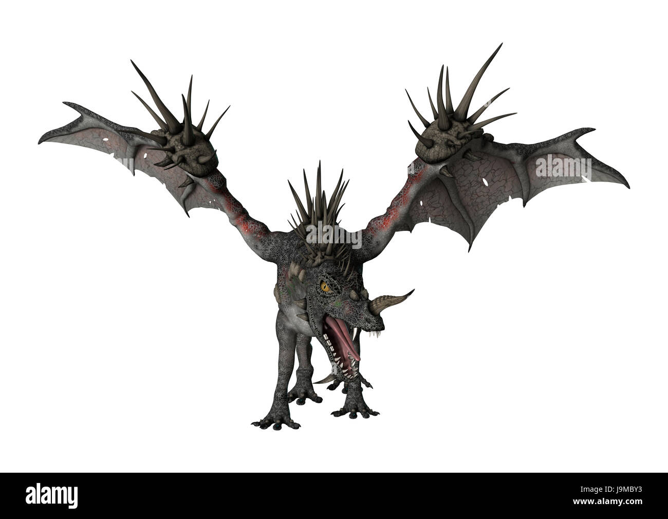 3D rendering of a fantasy spiky dragon isolated on white background ...
