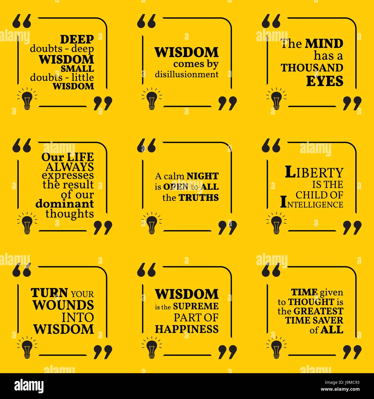 Set of motivational quotes about wisdom, intelligence, positive ...