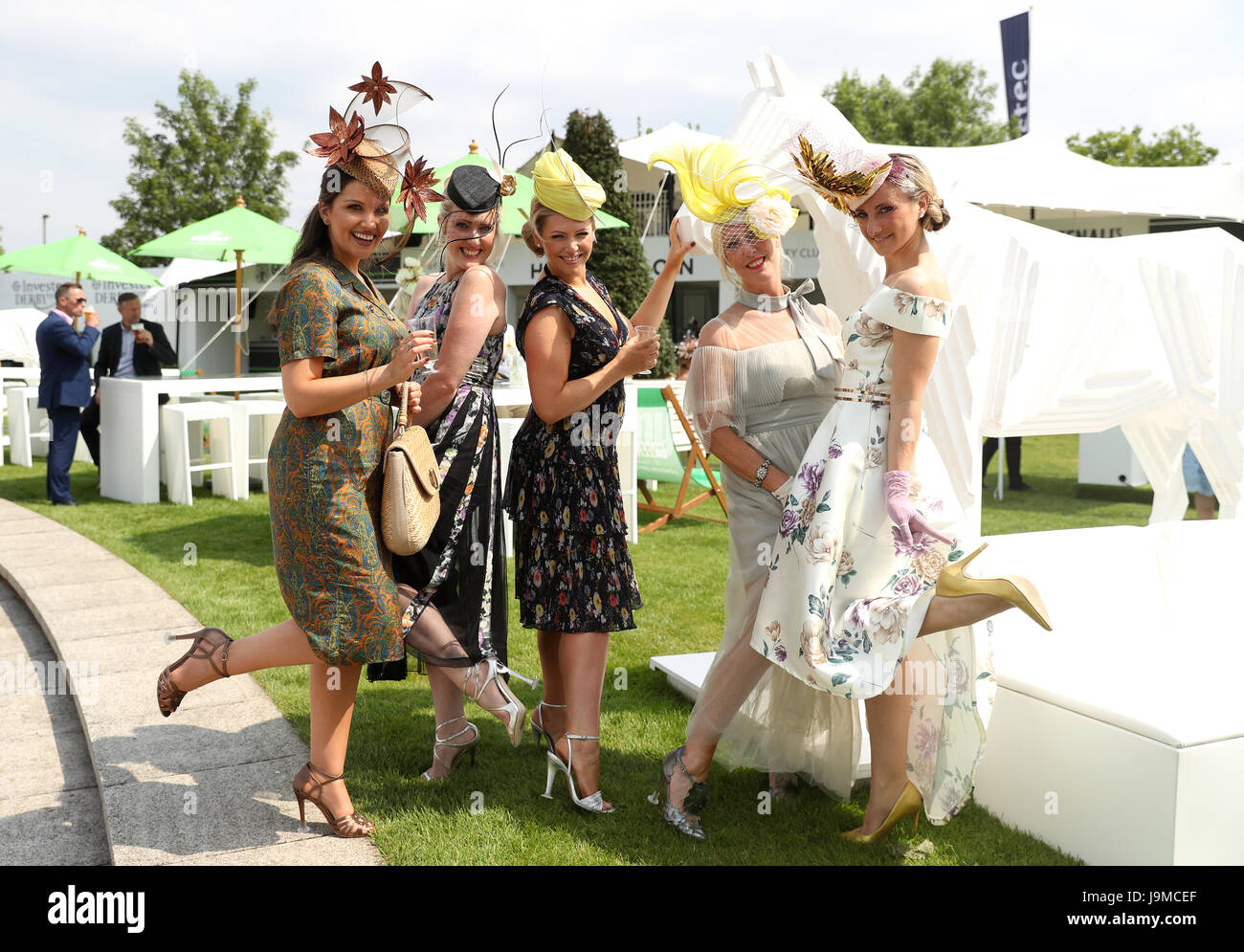 Female racegoers on Ladies Day during the 2017 Investec Epsom Derby ...
