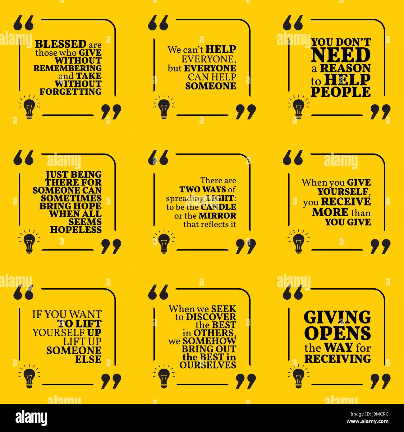 Set of motivational quotes about hope, help, support, giving and ...