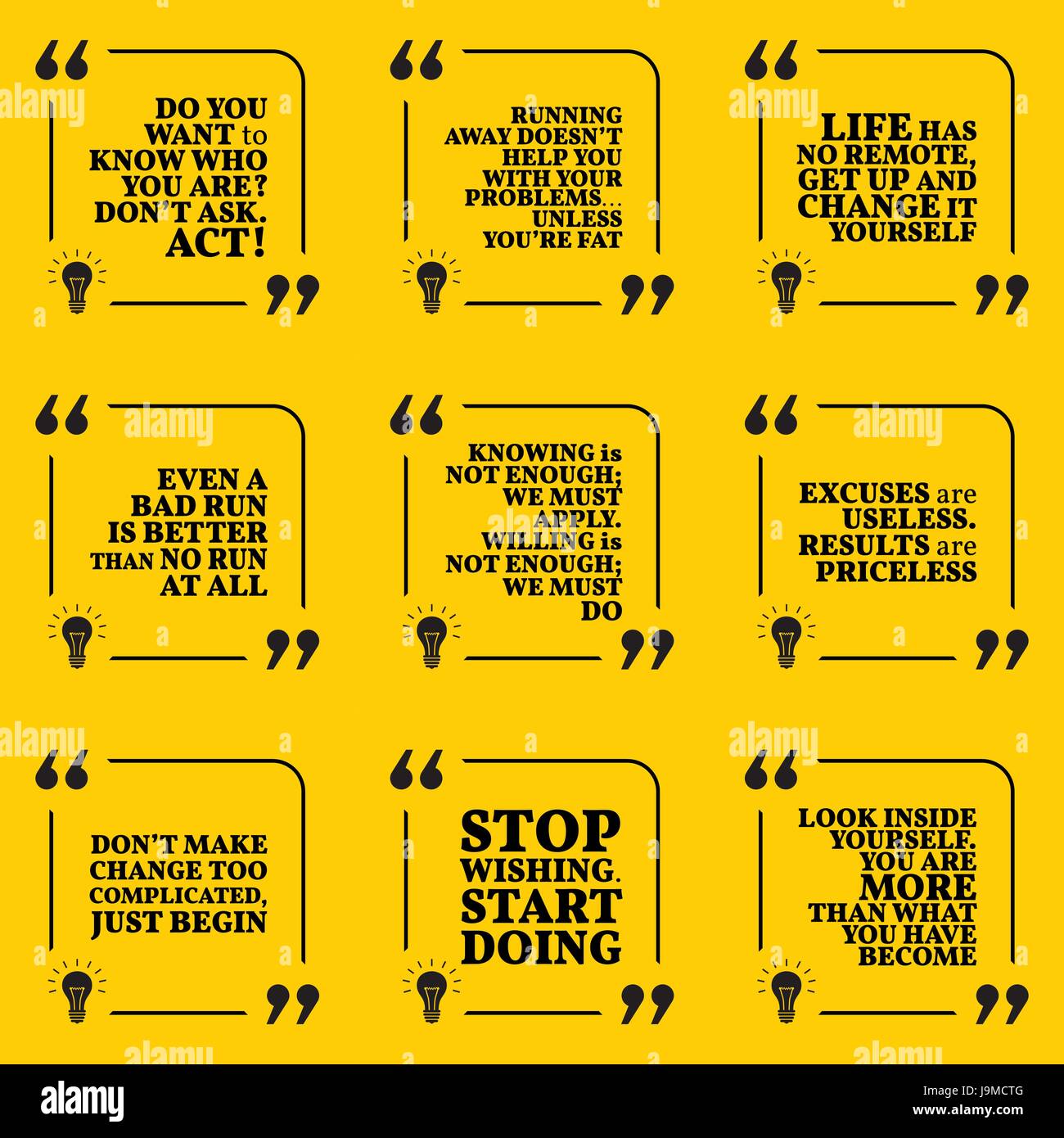 Set of motivational quotes about responsibility, action, problems ...