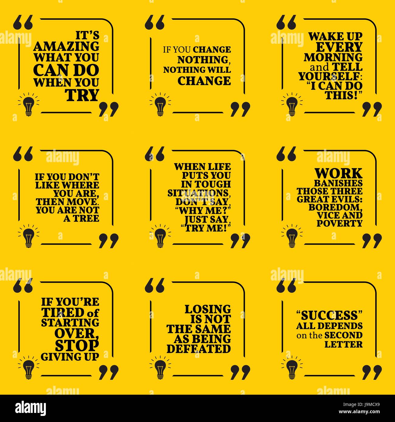 Set of motivational quotes about responsibility, action, work, giving ...