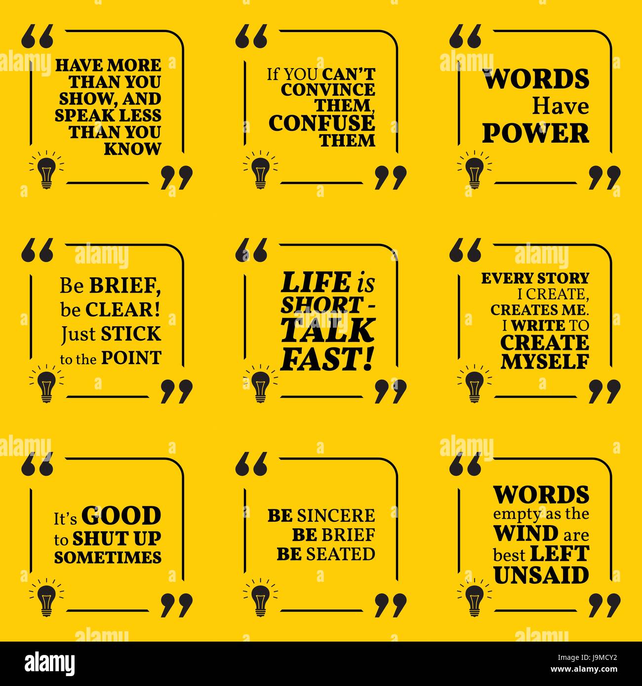 Set of motivational quotes about speech, words, talk, write and ...