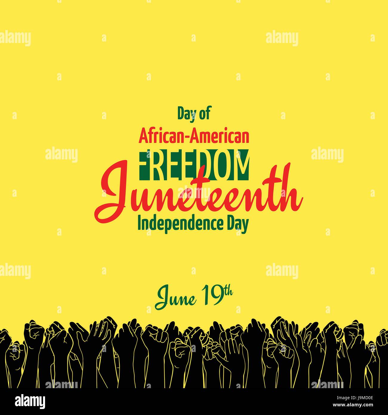 Juneteenth, African-American Independence Day, June 19. Day of freedom and emancipation. Yellow ...