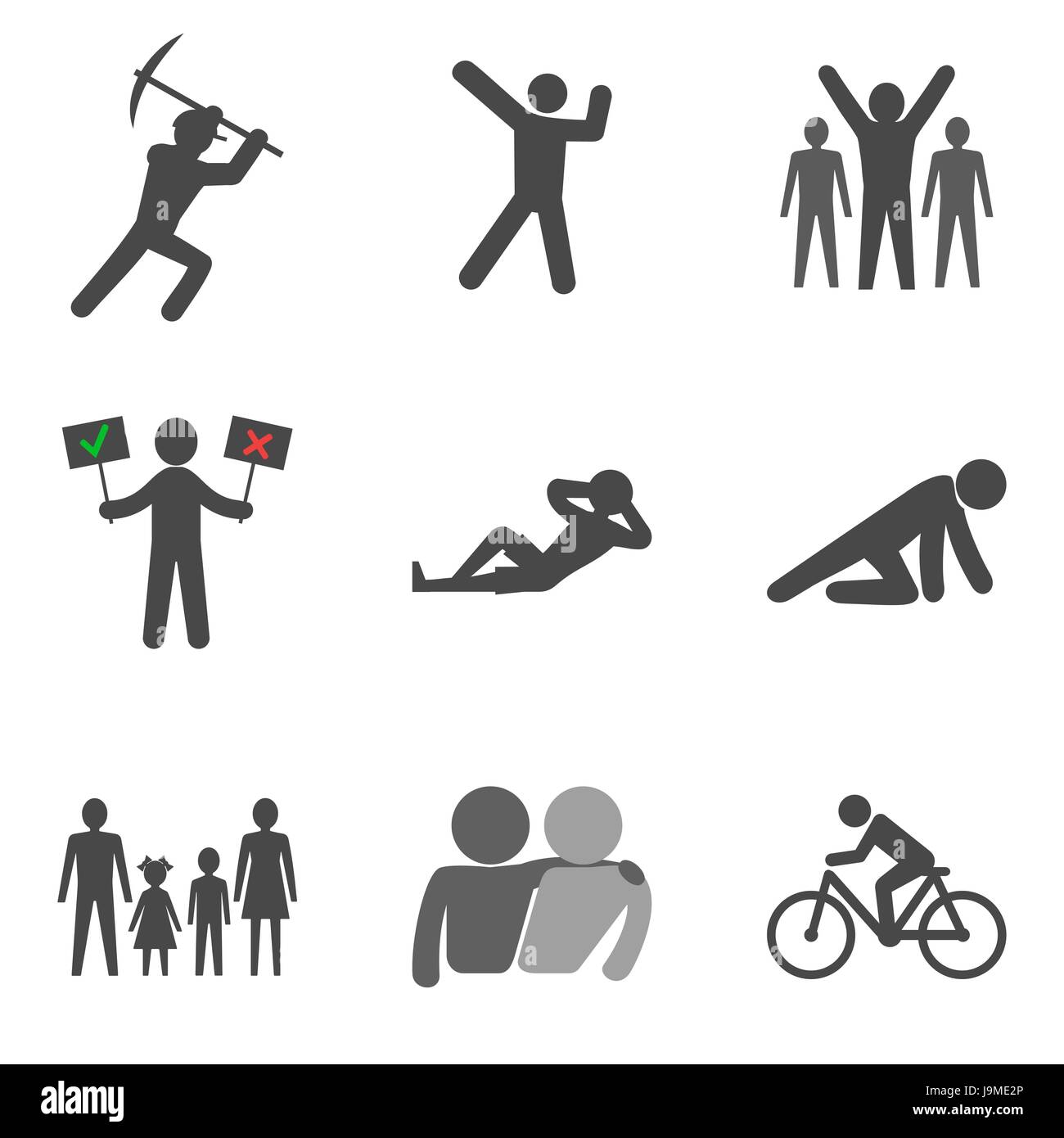Set of people stick man icons trendy flat style isolated on white ...