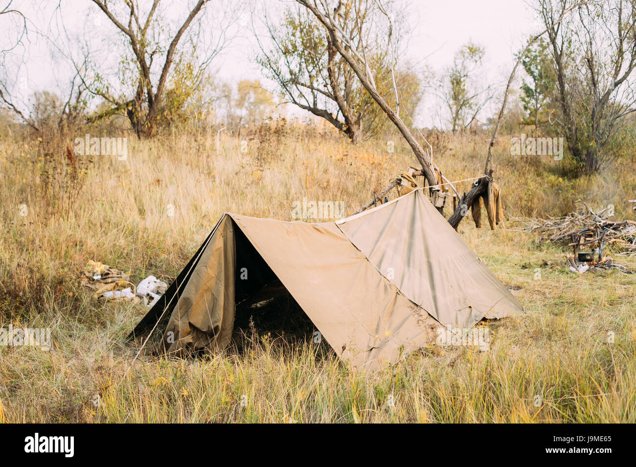 Camp Tent Of Infantry Soldier Of Soviet Russian Red Army During World ...