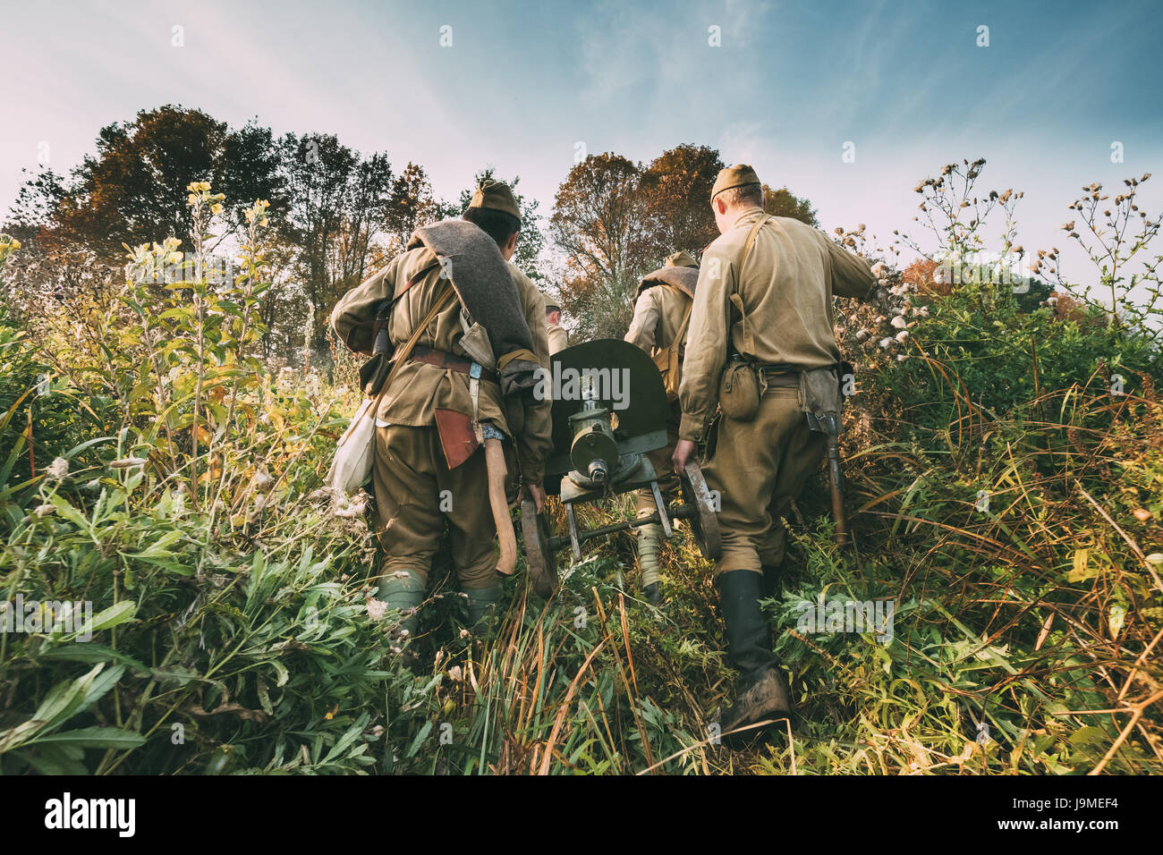 Reenactors Dressed As Russian Soviet Red Army Soldiers Of World War II ...