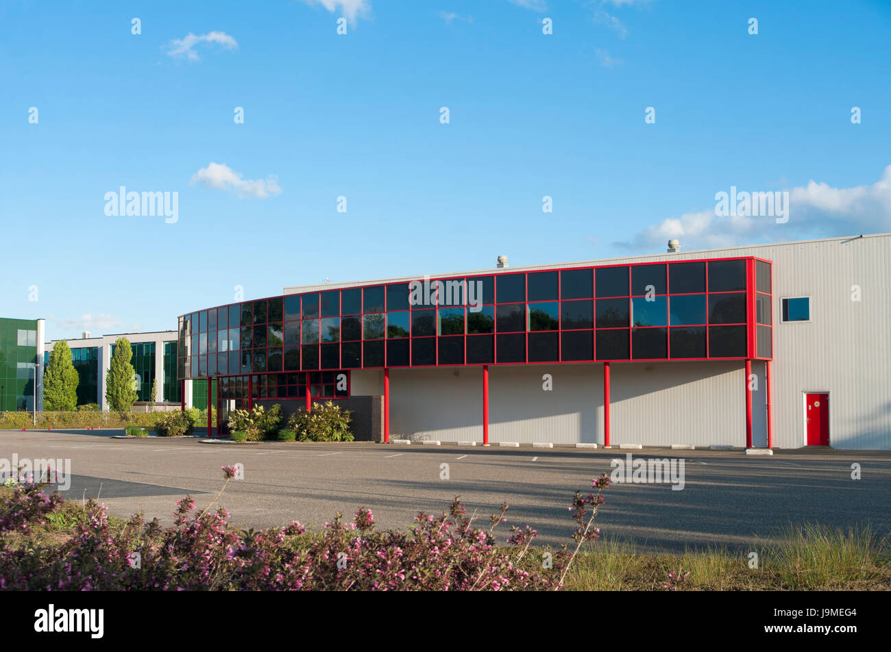 office, modern, modernity, facade, warehouse, red, building, front ...