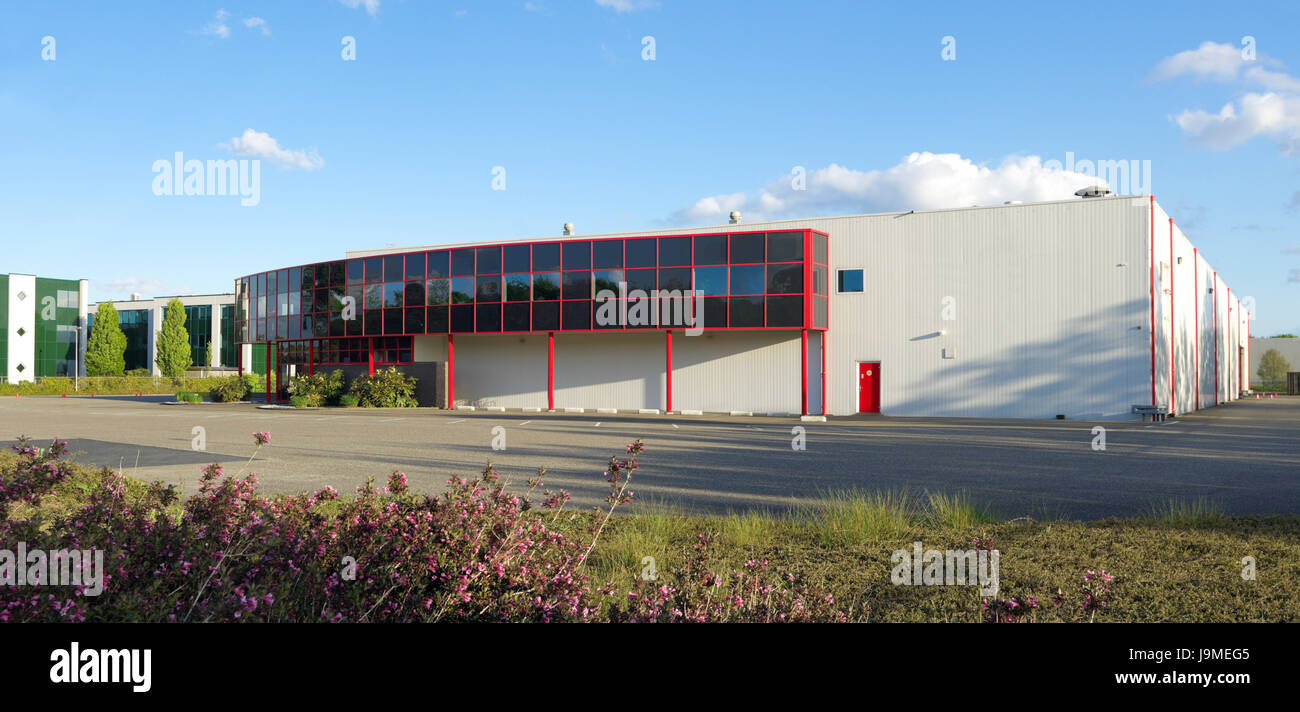 office, modern, modernity, facade, warehouse, red, building, front ...