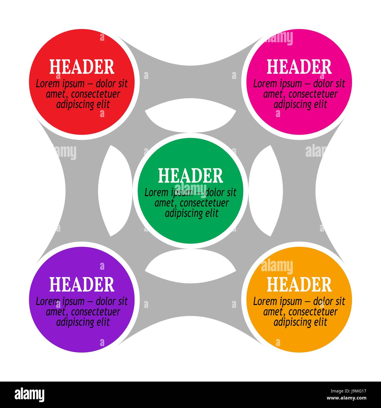 Simple infographics, five parts connected to each other. Vector ...