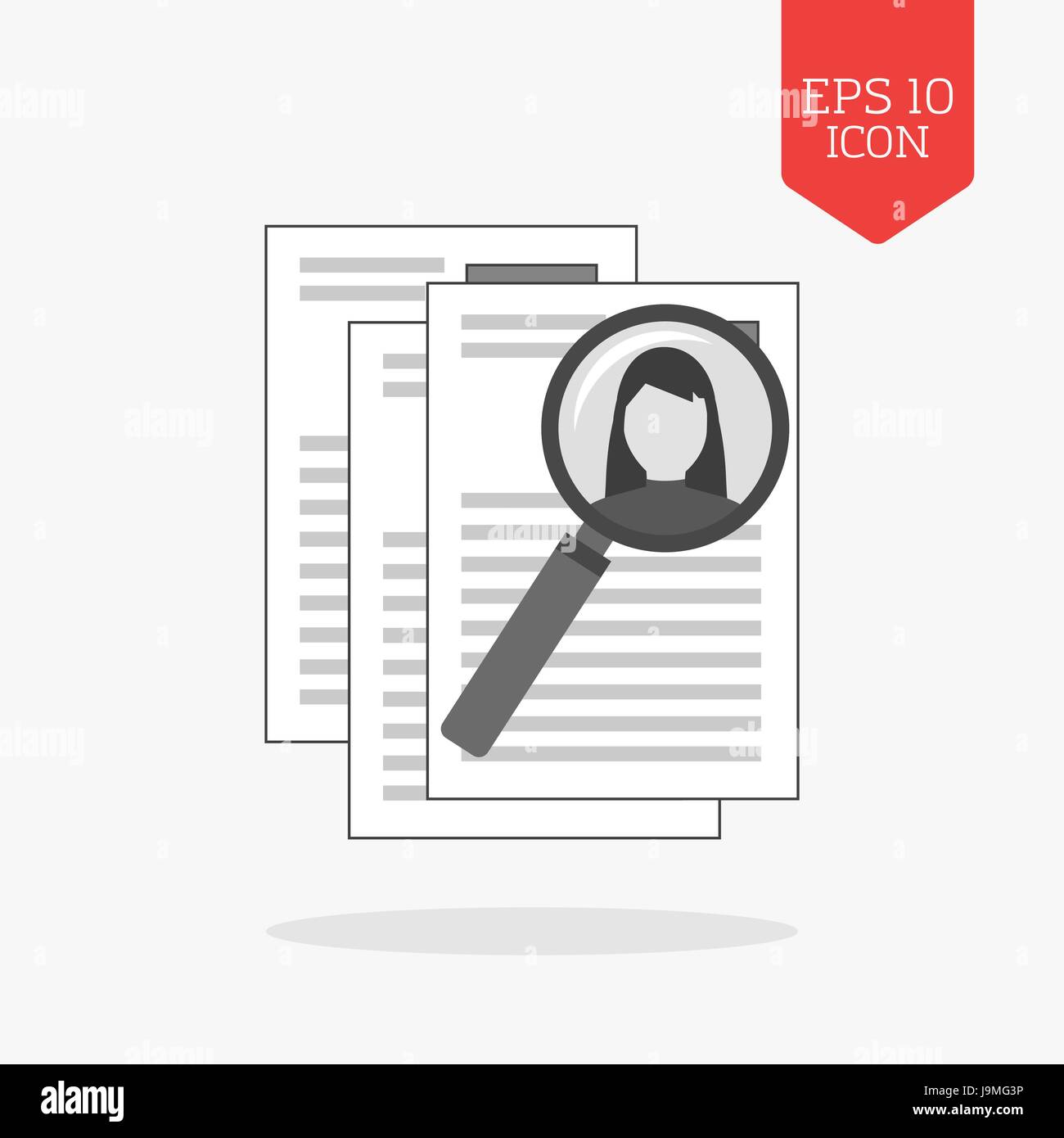 Searching professional staff icon, human resources management. Flat ...