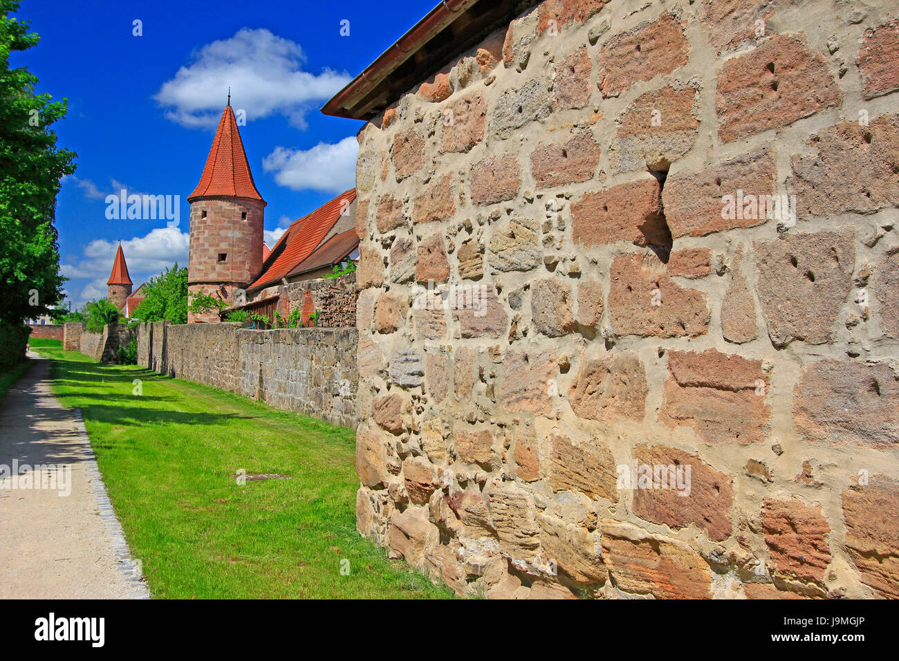 medieval city walls of wolframs-eschenbach Stock Photo - Alamy