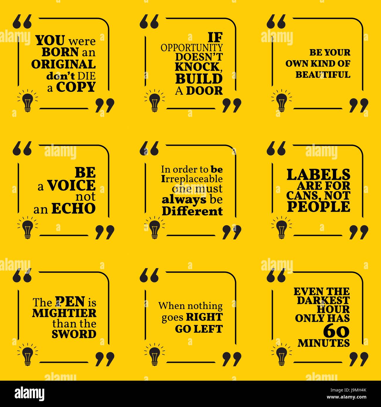 Set of motivational quotes about unique, opportunity, beauty, voice ...