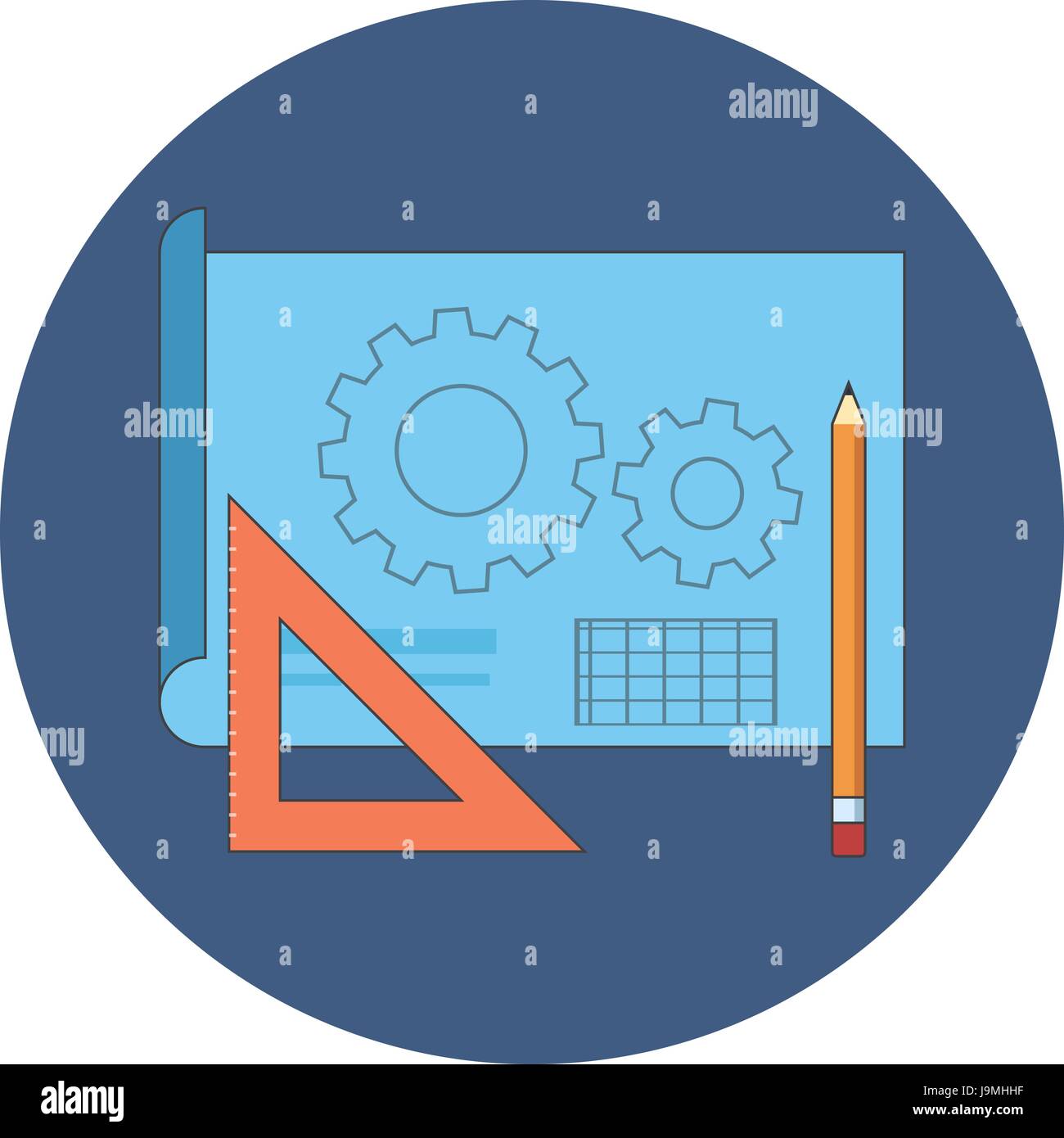 Prototyping concept. Flat design. Icon in blue circle on white ...
