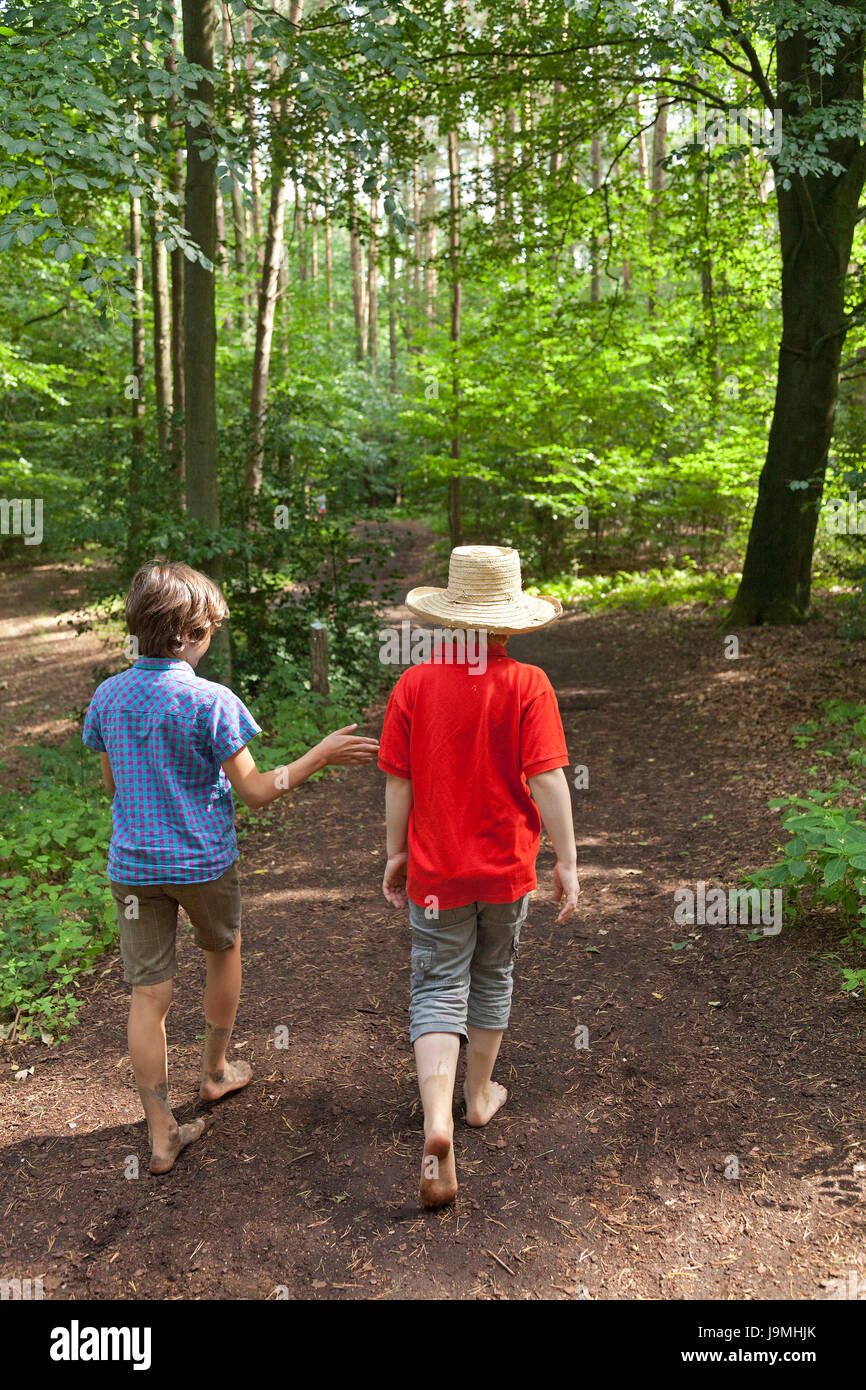 boys at barefoot trail, Egestorf, Lower-Saxony, Germany Stock Photo - Alamy