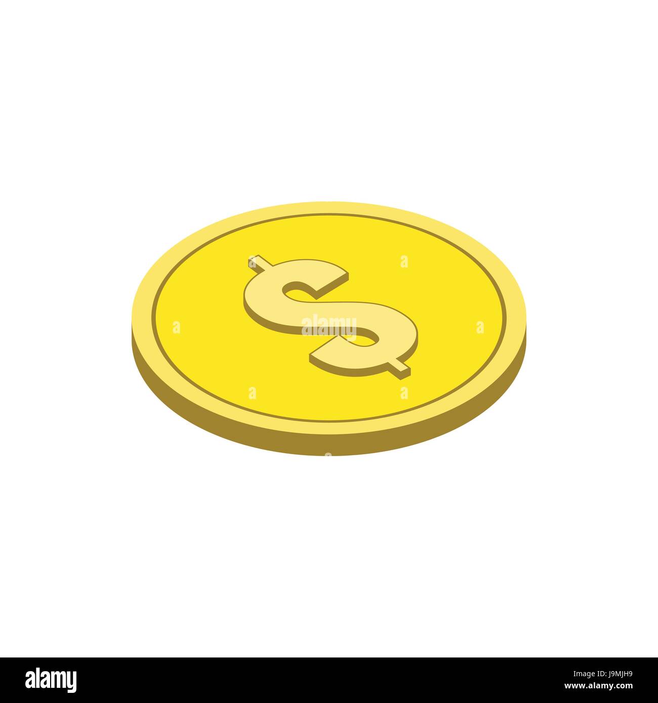Gold coin symbol. Flat Isometric Icon or Logo. 3D Style Pictogram for ...