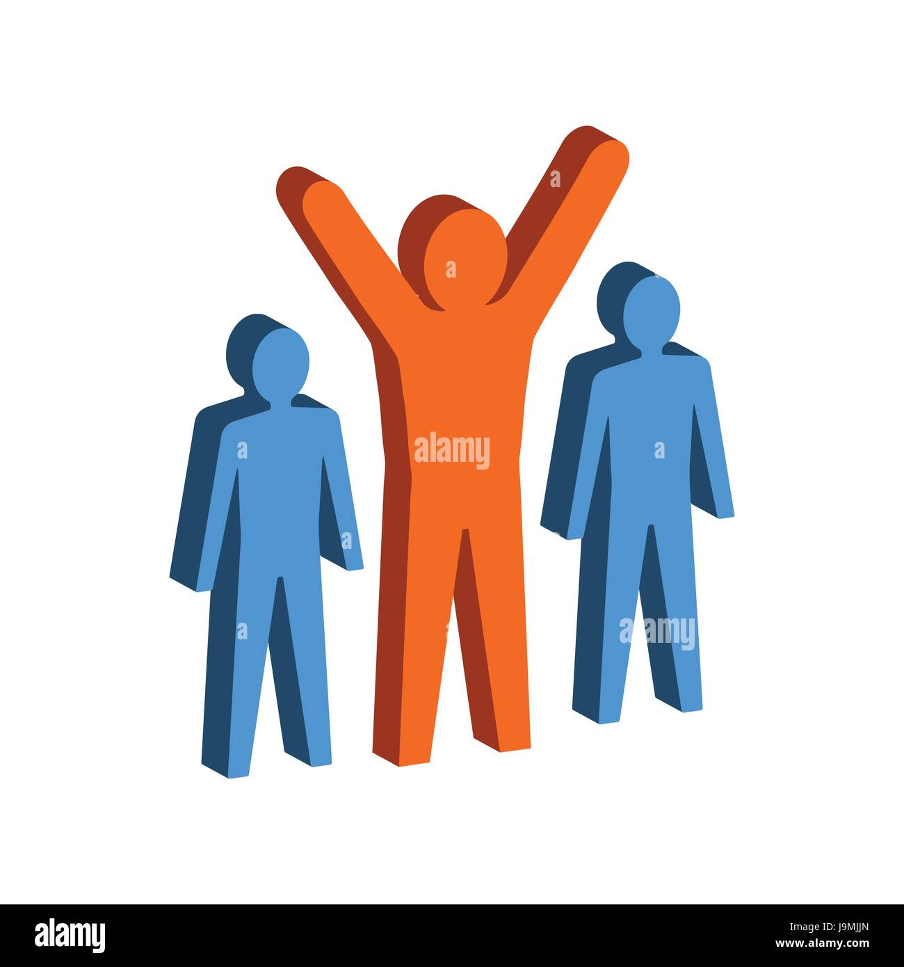 Leadership, teamwork concept symbol. Flat Isometric Icon or Logo. 3D Style Pictogram for Web ...
