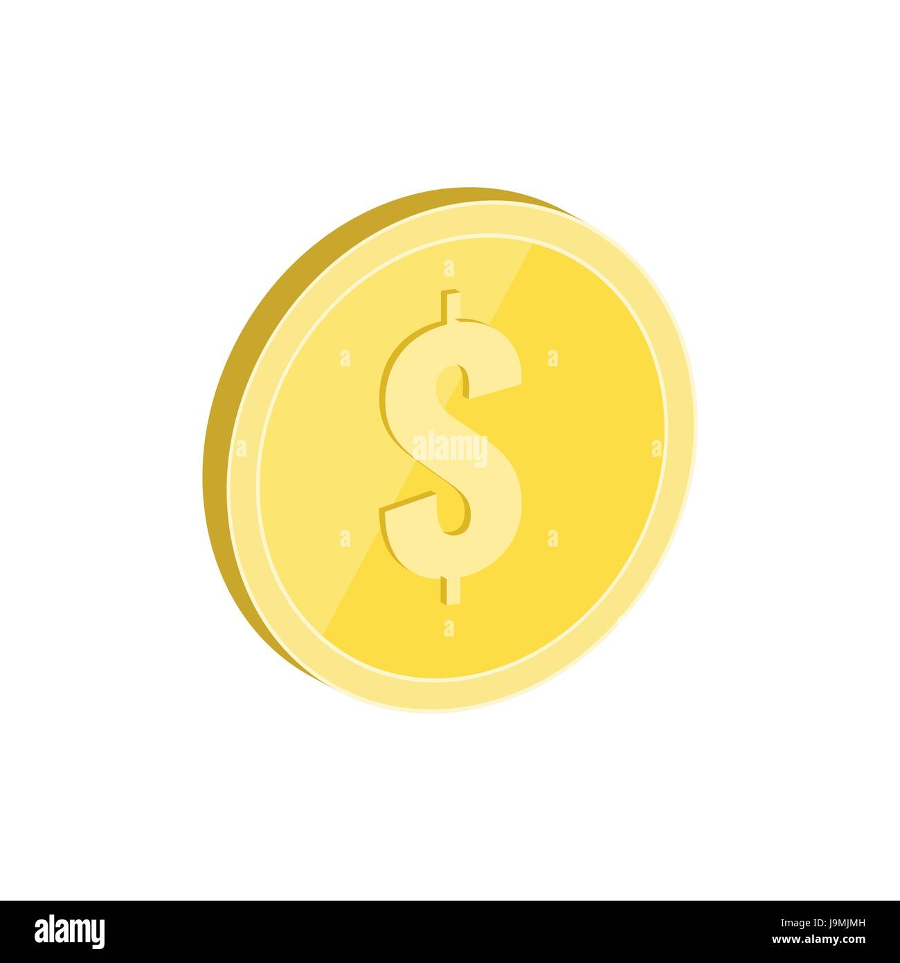 Gold coin symbol. Flat Isometric Icon or Logo. 3D Style Pictogram for ...
