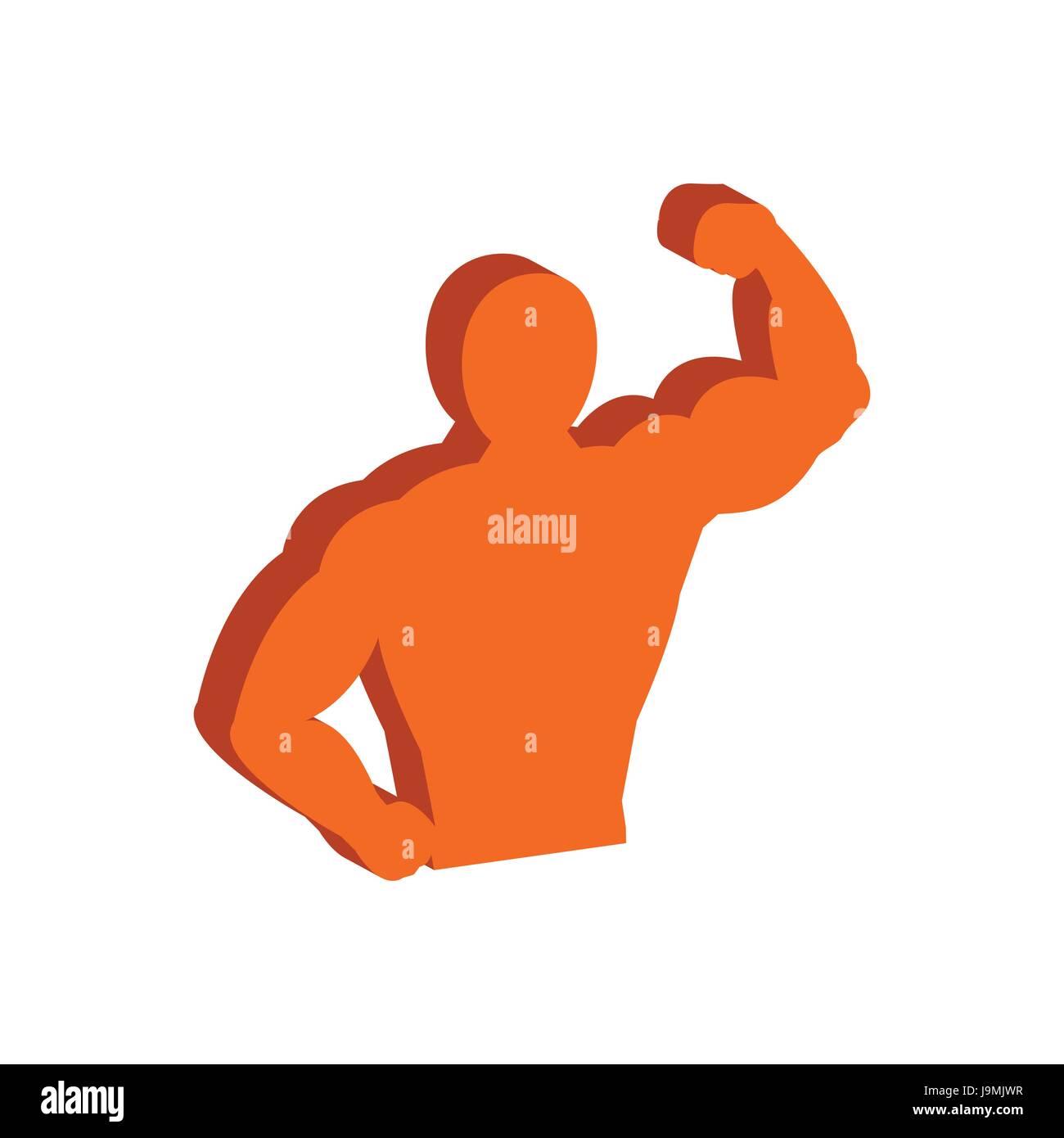 Muscle body, Bodybuilding, Fitness symbol. Flat Isometric Icon or Logo ...
