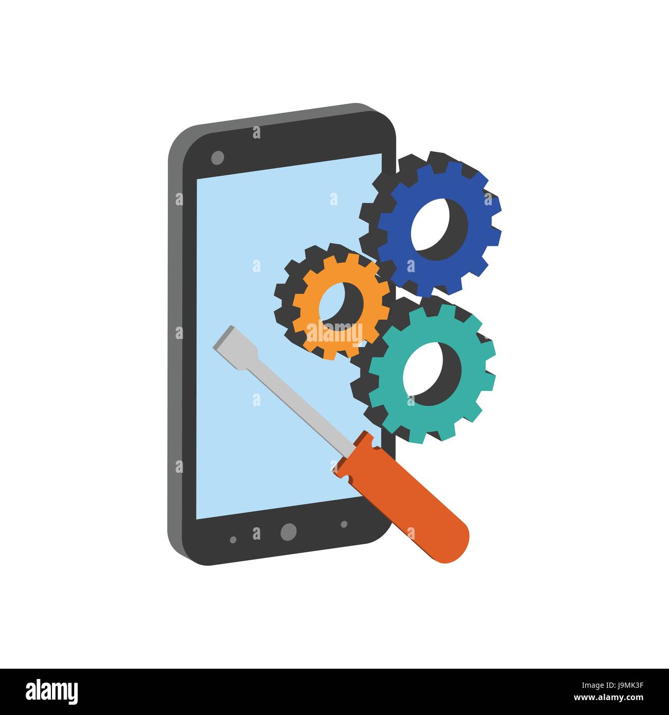 Smartphone repair symbol. Flat Isometric Icon or Logo. 3D Style ...