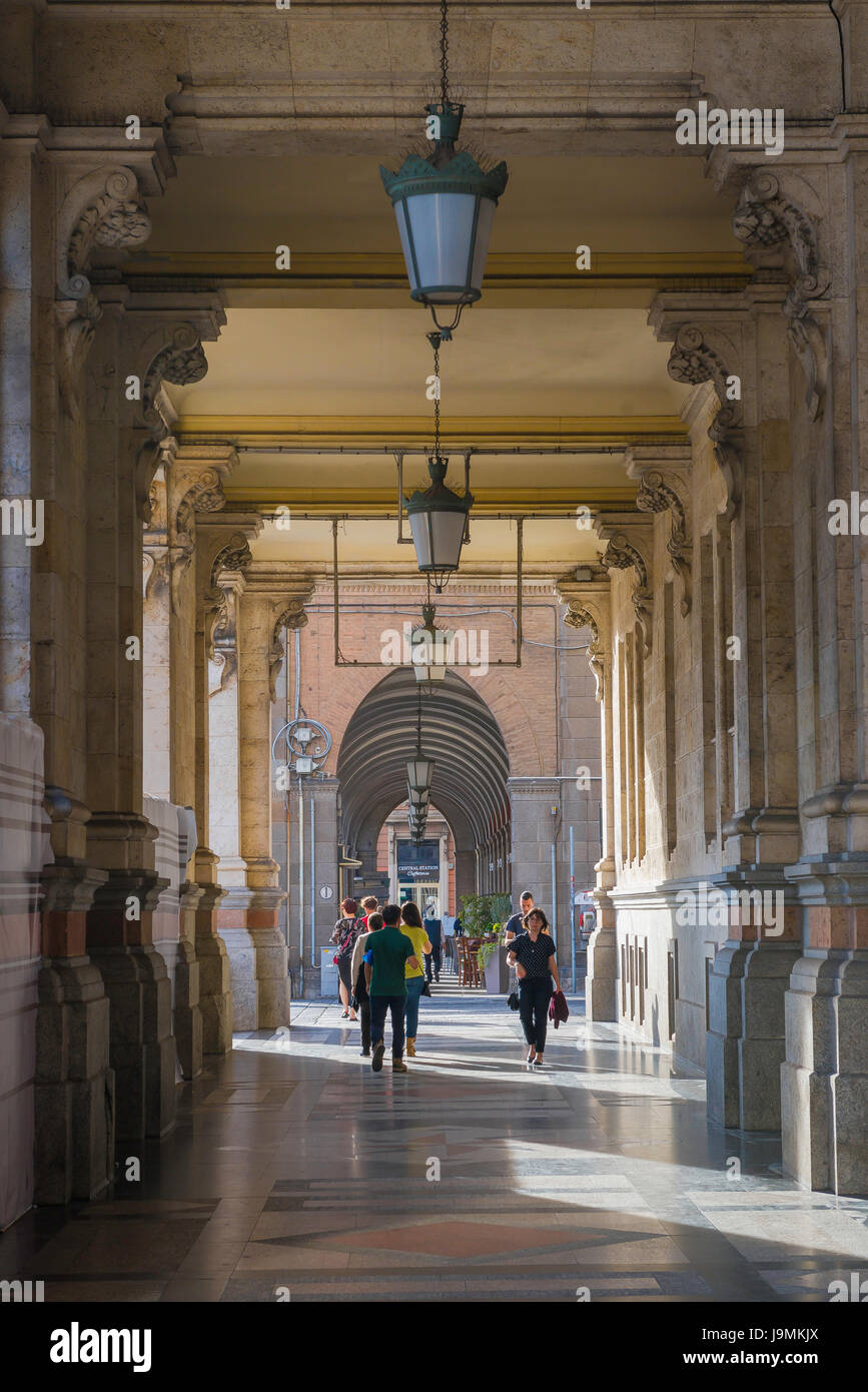 Cagliari Sardinia Via Roma, a view of a colonnade along the Via Roma in ...