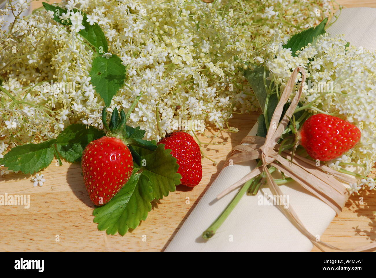 elderflower herb table decorations Stock Photo - Alamy
