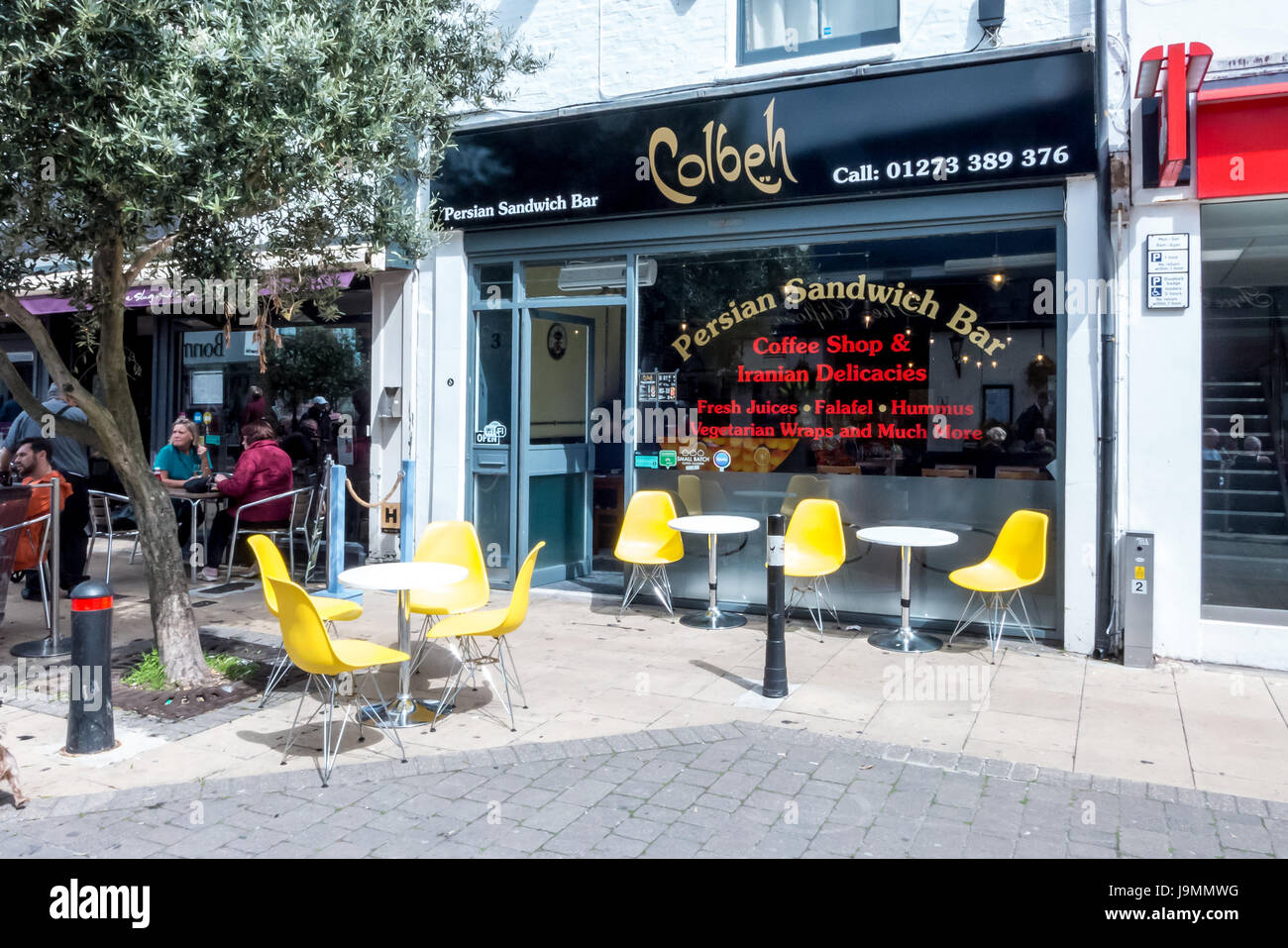 Coffee shops in Hove's George Street Stock Photo - Alamy