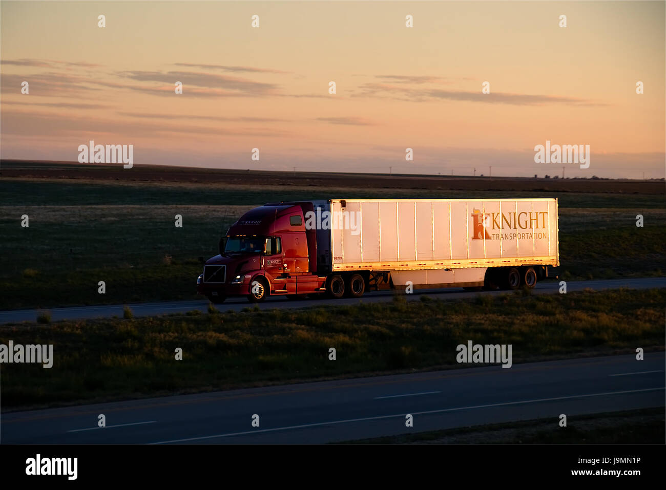 "Knight Transportation" Semi Truck traveling along a Rural US Highway ...