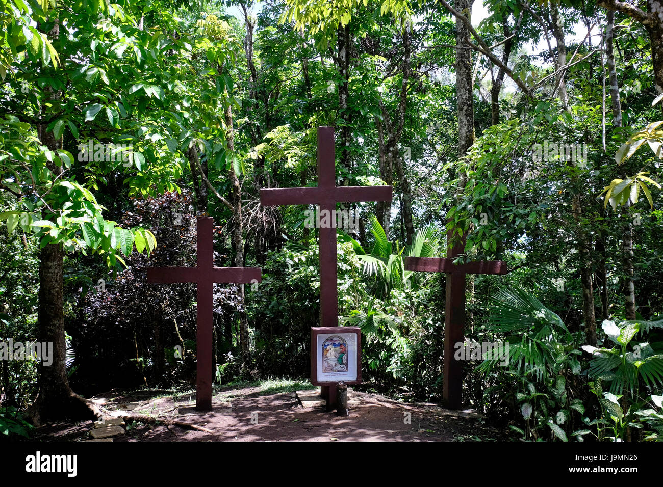 Crosses mark the Way of the cross in Bandilaan Mountain View Park ...