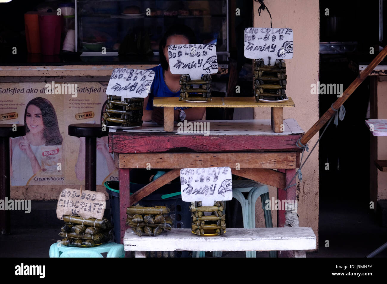 A stall selling traditional Bod Bod Chocolate food in Dumaguete Public ...